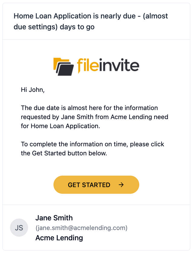Borrower email notification